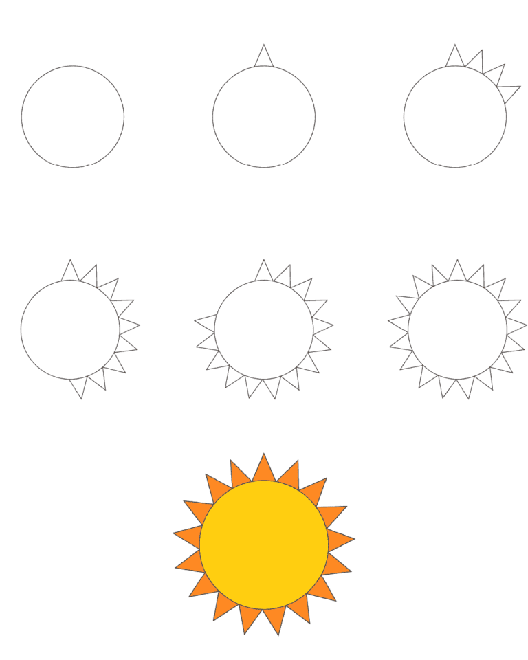 How To Draw Sun In Simple And Easy Steps