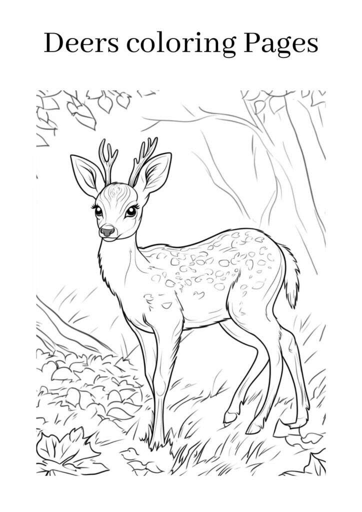 Deers coloring pages for Kids - Storiespub
